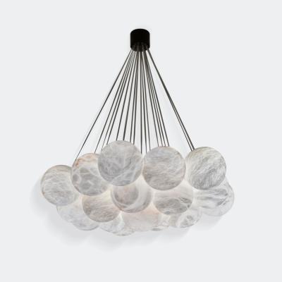 China Customized Alabaster Chandelier Black Round Ball Chandelier Light 76W for sale