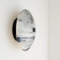 China Marble Wall Lamp Living Room Modern Lyra Sconce Luxury Round Marble Indoor Wall Lamp Stone Wall Light for sale