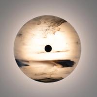 China Marble Wall Lamp Living Room Modern Lyra Sconce Luxury Round Marble Indoor Wall Lamp Stone Wall Light for sale