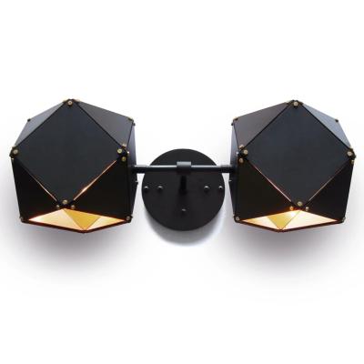 China Nordic Art Welles Stell Ddouble Head Sconce Creative Metal Texture Black and White Geometric Wall Lamp for sale