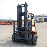 China Duplex Mast 3m 3.5 Ton Diesel Forklift Truck Double Front Wheels Orange for sale