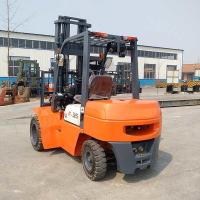 China Duplex Mast 3m 3.5 Ton Diesel Forklift Truck Double Front Wheels Orange for sale