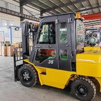 China Yellow Balance Counterbalance Hydraulic Diesel Powered Forklift 3.5T With Heater for sale