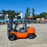 China Orange 4 Ton Diesel Forklift Duplex Mast 4m Double Front Tires Counterbalance for sale