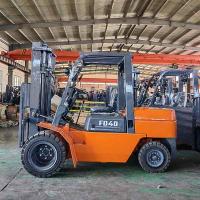 China Orange 4 Ton Diesel Forklift Duplex Mast 4m Double Front Tires Counterbalance for sale