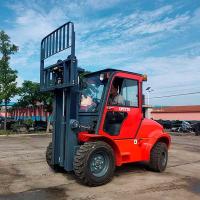 China 4 Ton Off Road Forklift Truck Diesel Power Automatic Transmission Triplex Container Mast for sale