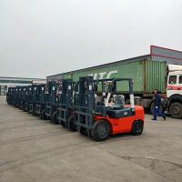 China Full Free Lift Mast 3m Forklift 3.5 Ton Chinese Engine Warehouse Fork Lift Truck Red for sale