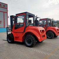 China 4000kgs Off Road Forklift Japanese ISUZU 4 Wheel Drive Forklift With Cabin for sale