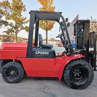 China Double Front Tires Gasoline Forklift Nissan GK25 5 Tonne Counterbalance Forklift for sale
