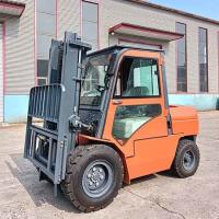 China Container Mast 4.5m 5 Ton Diesel Forklift Truck With Cabin Heater Sideshift for sale