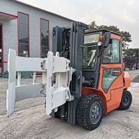 China Duplex 3m Gasoline Powered Forklift Counter Balance Lift 3500kg With Paper Roll Clamp for sale