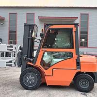 China Duplex 3m Gasoline Powered Forklift Counter Balance Lift 3500kg With Paper Roll Clamp for sale