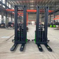 China 2000kgs Battery Powered Pallet Stacker Green Black Electric Fork Stacker for sale