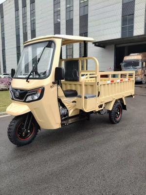 China Gasoline X2 Cargo Tricycle Three Wheeler Semi Cabin 200cc Water Cooled Full Floating Big Booster Rear Axle With 1200kg Load Capacity And Dual Headlight for sale