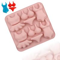 China 10 Cavity Clothing Design Chocolate Candy Mold SHU XIN YZ-55 Eco-Friendly Silicone Baking Tool for Bikini Shaped 3D for sale