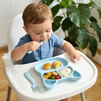 China Modern Baby Feeding Set Including Food Grade Silicone Non Toxic Divided Dining Dish Microwave Dishwasher Safe Components for sale