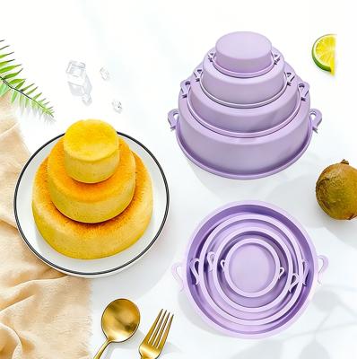 China Stocked Silicone Round Cake Mold 4 6 8 10 Inch Multiuse Nonstick Heat Resistant Cake Tools for Mousse Bread Pizza Baking for sale