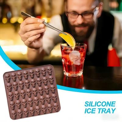China 1 Piece Cake Tools Type Moulds Silicone Mini Skull Gummie Mold 40 Grids Non Stick Disposable Halloween Candy Cake Making for sale