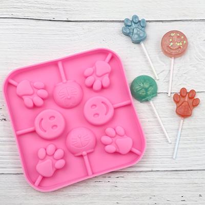 China Moulds Ice Cream Tools Smiling Cat Claw Doraemon Silicone Lollipop Mold Sustainable DIY Food Hand Wash for sale