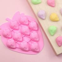 China Silicone Sustainable Flexible Mold Featuring 10 Cavities in Strawberry Shape for Cookies Candies Soap Cakes Ice Cubes for sale