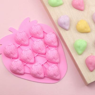 China Silicone Sustainable Flexible Mold Featuring 10 Cavities in Strawberry Shape for Cookies Candies Soap Cakes Ice Cubes for sale