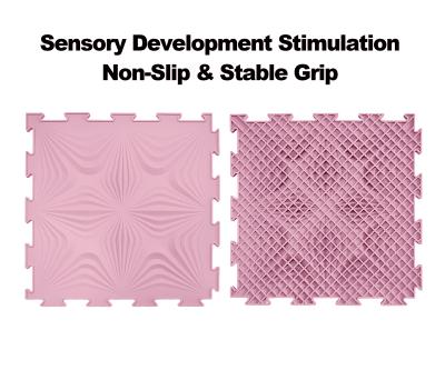 China Customized Size Kids Silicone Mat Sensory Training Non Toxic Wave Texture Tactile Stimulation Early Education Balance Pad for sale