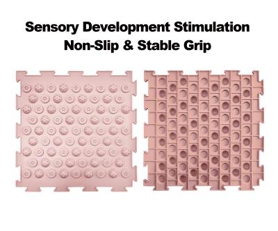 China Silicone Sensory Training Mat Featuring Food Grade Platinum Silicone Flower Bump Massage for Kids Early Education Tactile Pad for sale