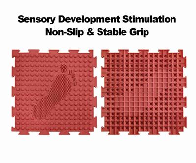 China Portable Sensory Training Silicone Mat Kids Non Toxic Footprint Texture Tactile Massage Home Sensory Rehabilitation Pad for sale