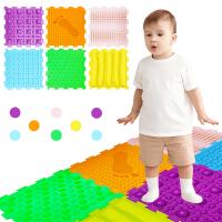 China Tactile finger pressure foot massage sensory integration training multicolored silicone puzzle floor mats for kids adults for sale
