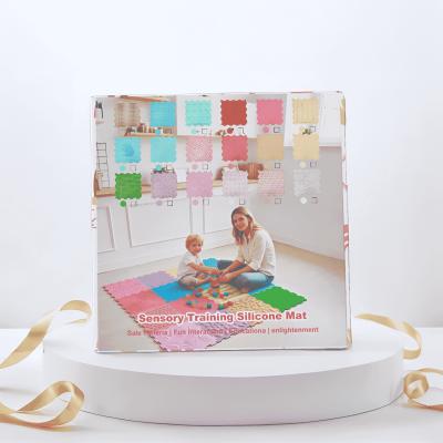 China Portable Sensory Training Silicone Mat Kids Non Toxic Footprint Texture Tactile Massage Home Sensory Rehabilitation Pad for sale