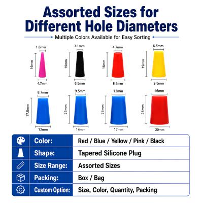 China Factory Direct Mixed Sizes Tapered Silicone Plug Kit High Temp Masking Stopper for Spray Paint for sale