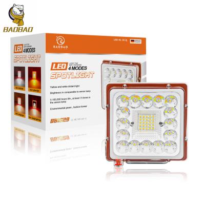 China Square White Yellow Flash 4 Inch Hight Brightness Car Outdoor LED Work Lights for sale