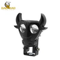 China Black Bull Horn Cartoon White Yellow Motorbike Spotlight LED Lamp Accessories for sale
