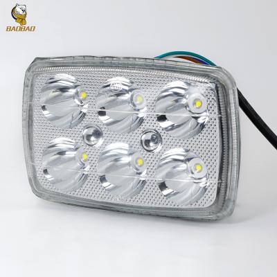 China 6 Beam 12V 4 Lines LED Automotive Work Light Silver Casing Glass Headlight for sale