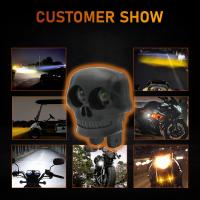 China Silver Skull Style White Yellow 2 LED Motorcycle Exterior Spotlights for sale