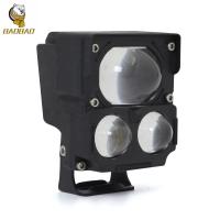 China Aluminum 3 Beam White Yellow LED Spotlight Universal Motorcycle Parts for sale