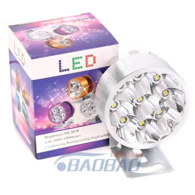 China Aluminum Silver Casing 9 Beam White Color Motorbike Light Accessories for sale