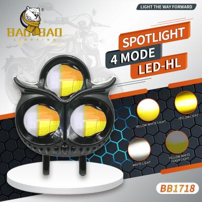 China 3 Beam Owl Dual Flashing Color Motorbike Spotlight Lamp Offroad Light for sale