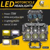 China Super Bright 6 Lens White Yellow Dual Color Motorcycle Driving LED Light for sale