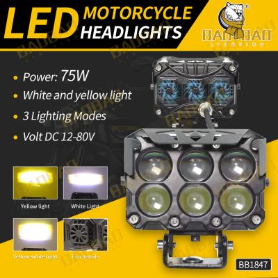 China Super Bright 6 Lens White Yellow Dual Color Motorcycle Driving LED Light for sale
