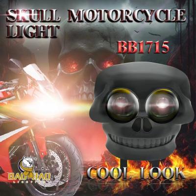 China Skull Style Yellow White Color Motorbike Spotlight LED Light Accessories for sale