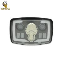 China 4 Inch Skull LED Headlight White Yellow Green Ring For Harley Davidson for sale