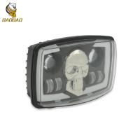 China 4 Inch Skull LED Headlight White Yellow Green Ring For Harley Davidson for sale
