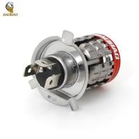 China 15W Metal White Yellow Flash Pink Ring LED Lens H4 BA20D Motorcycle Headlamp for sale