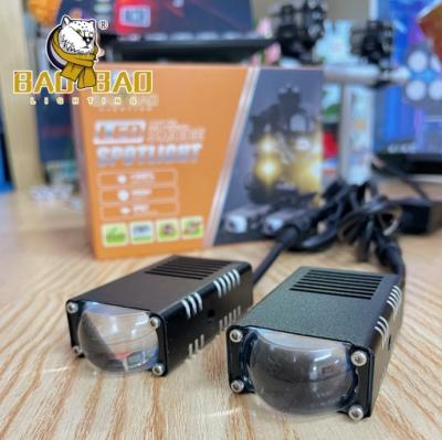 China Devil Eye Aluminum White Yellow Dual Color Motorcycle Projector Fog Light for sale