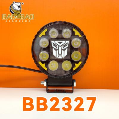China Universal Metal White Yellow Dual Color Motorcycle LED Headlight Car Work Light for sale