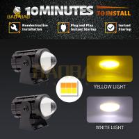 China 2pcs White Yellow Dual Color Aluminum Mini Driving Fog Light Available For Motorcycle for sale