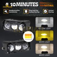 China Full Aluminum White Yellow Dual Color Flash 2 Eyes 3 Eyes LED Headlights For Motorcycle for sale