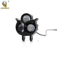 China Owl Light 3 Eyes White Yellow Dual Color Flash Plastic Iron Aluminum LED Fog Light Headlamp For Motor for sale
