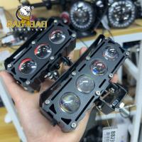 China 40 Watts 50 Watts Full Metal Red Devil Eyes White Yellow Dual Color Motorcycle LED Fog Light for sale